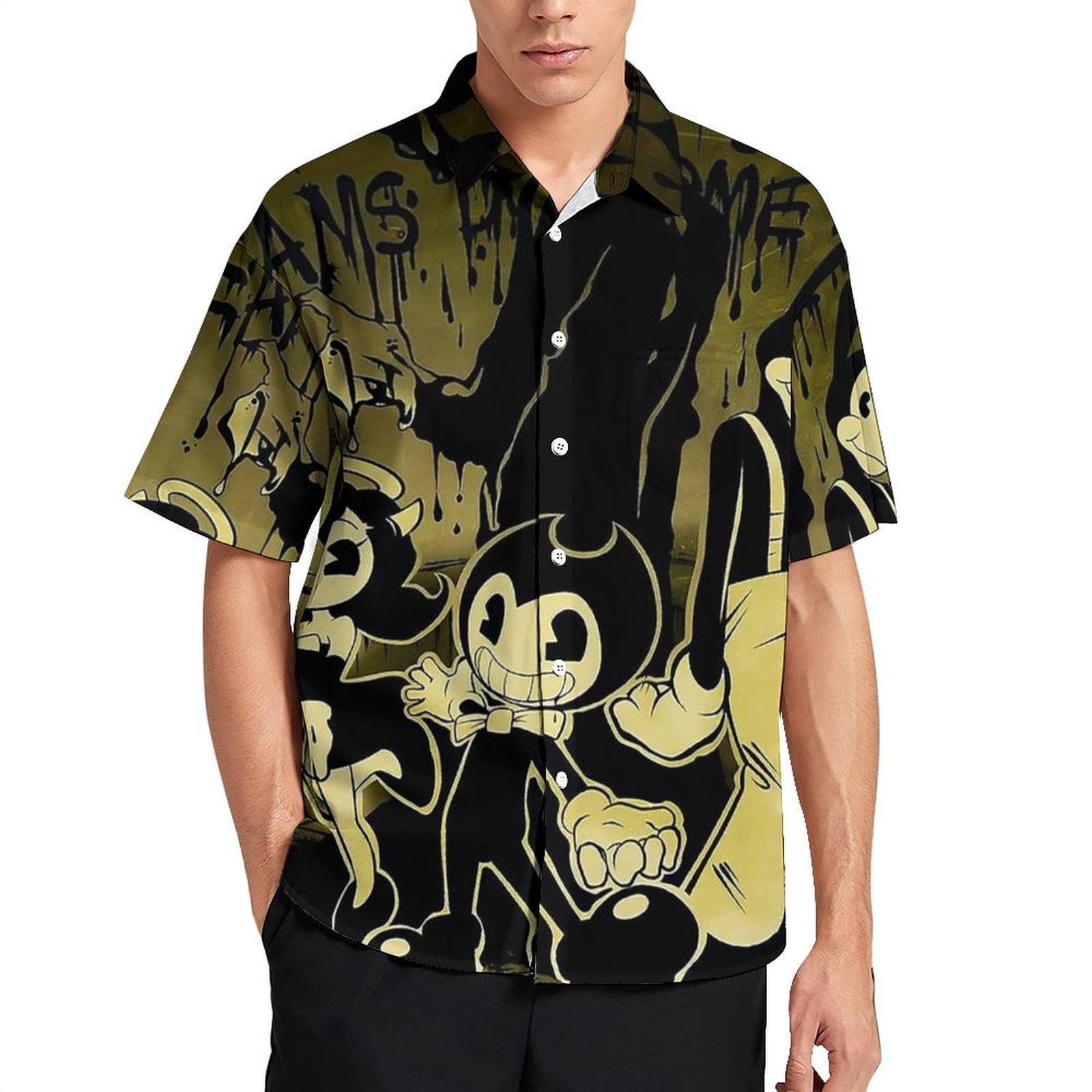 Bendy And The Ink Machine Mens Hawaiian Shirt Short Sleeve Button Down ...