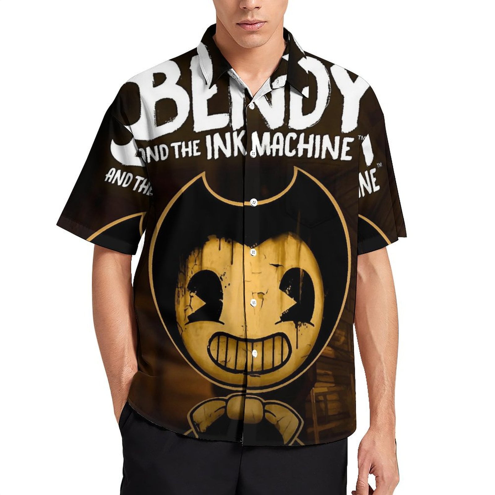 Bendy And The Ink Machine Mens Hawaiian Shirt Short Sleeve Button Down ...