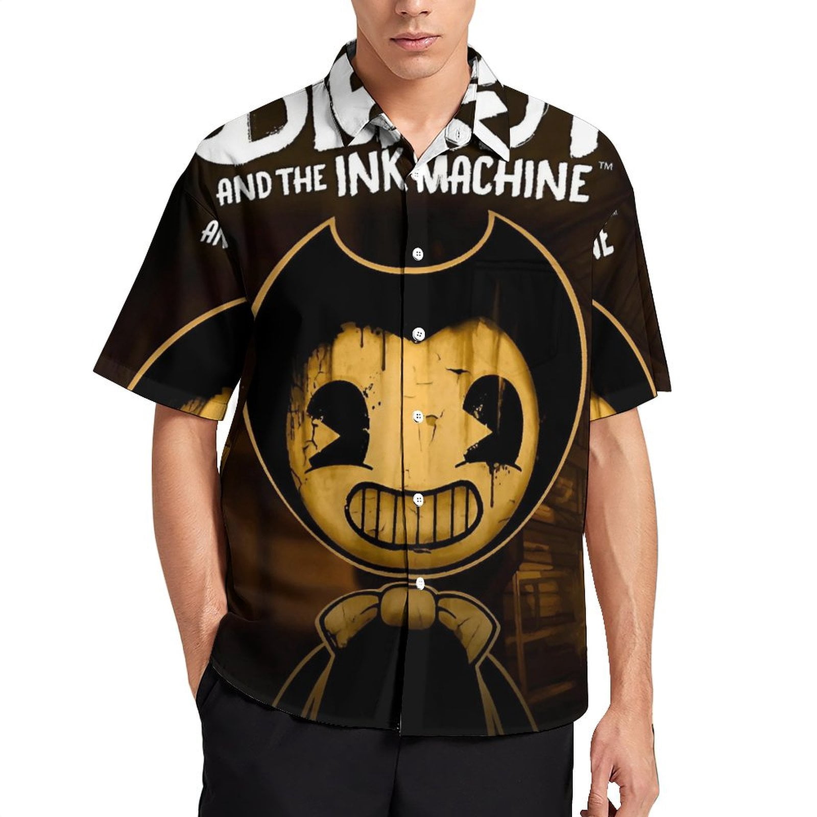 Bendy And The Ink Machine Mens Hawaiian Shirt Short Sleeve Button Down ...