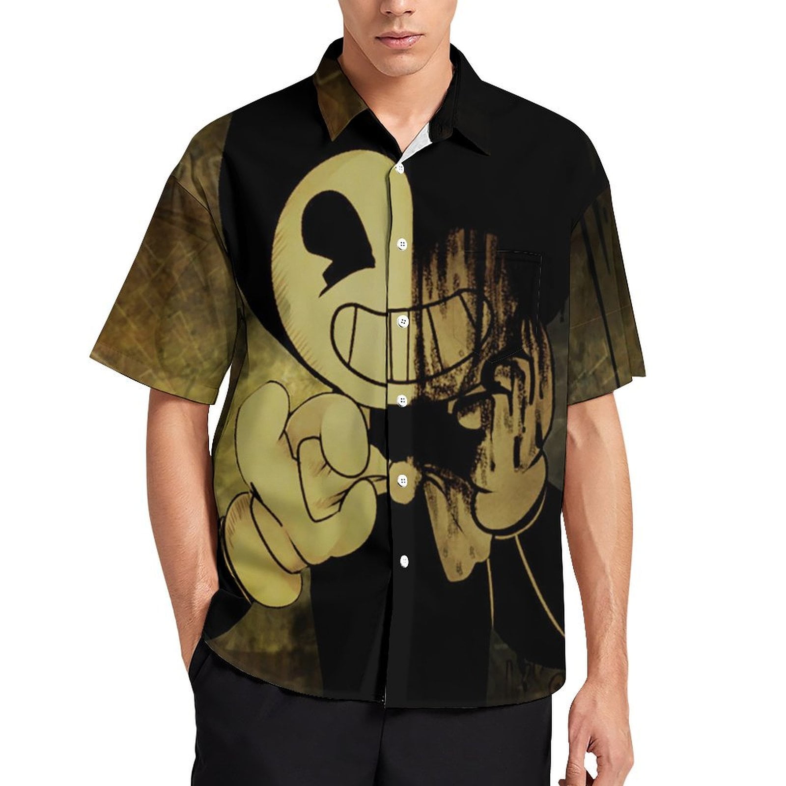 Bendy And The Ink Machine Mens Hawaiian Shirt Summer Casual Short ...