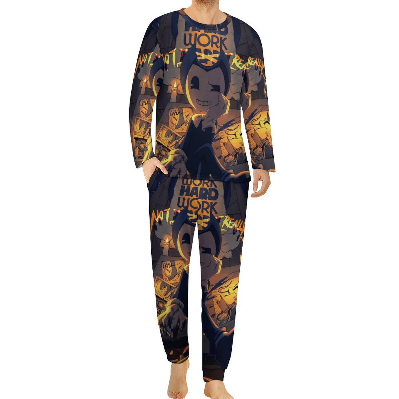 Bendy And The Ink Machine Mens Pajamas Set Soft Pj Sets Comfy Sleepware ...