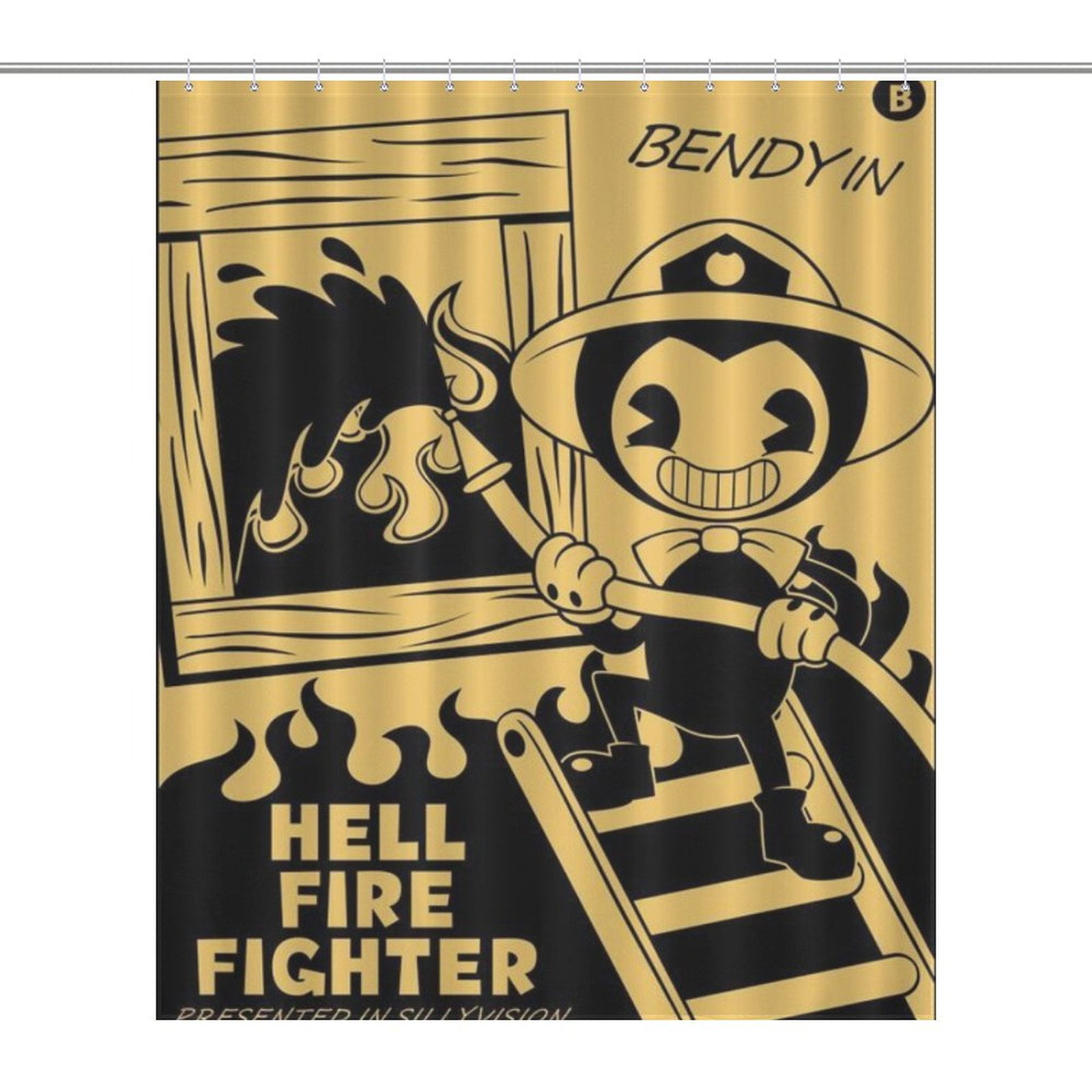 Bendy And The Ink Machine Shower Curtain Horror Game Fan Bathroom Decor ...