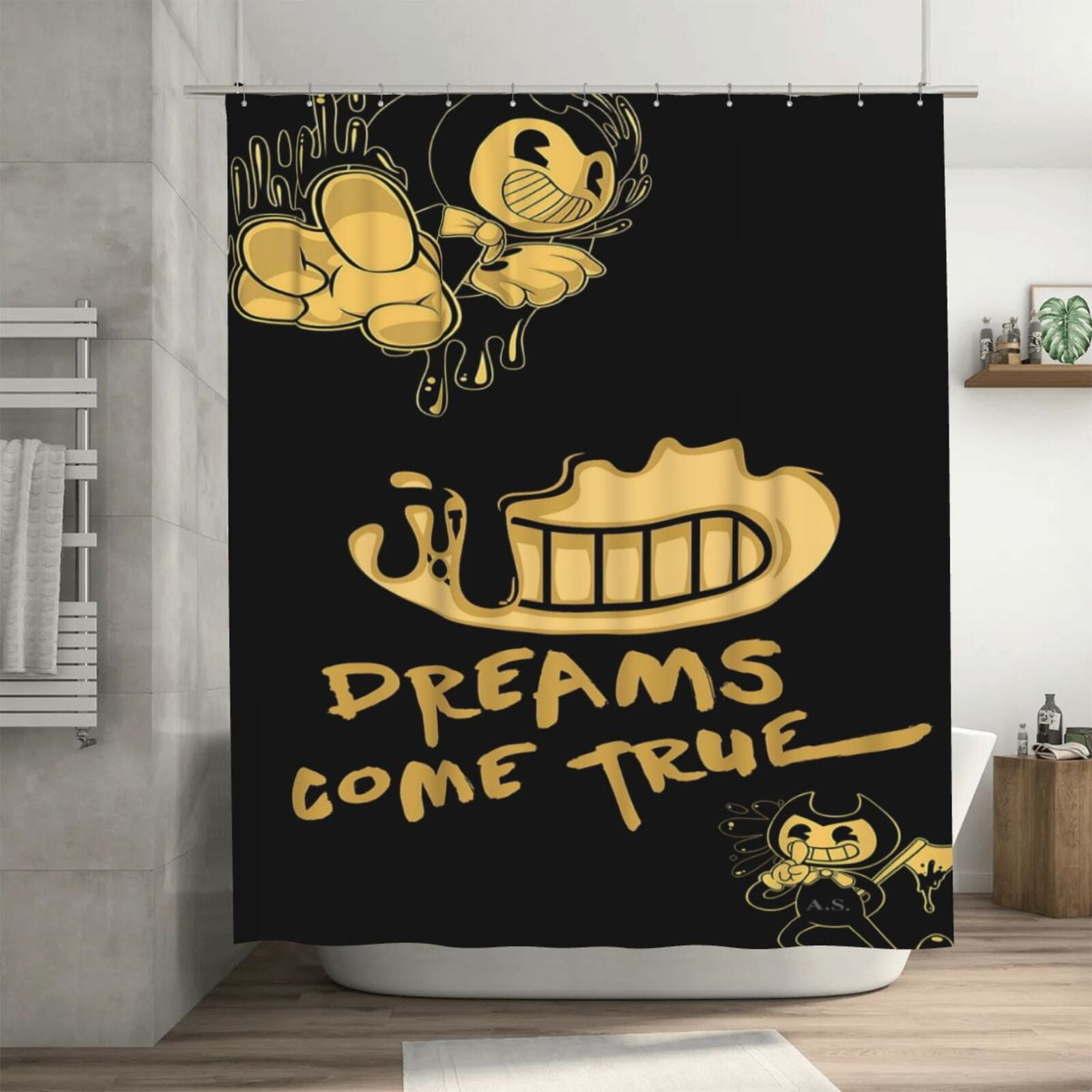Bendy And The Ink Machine Shower Curtain, Lovely Cartoon Shower ...