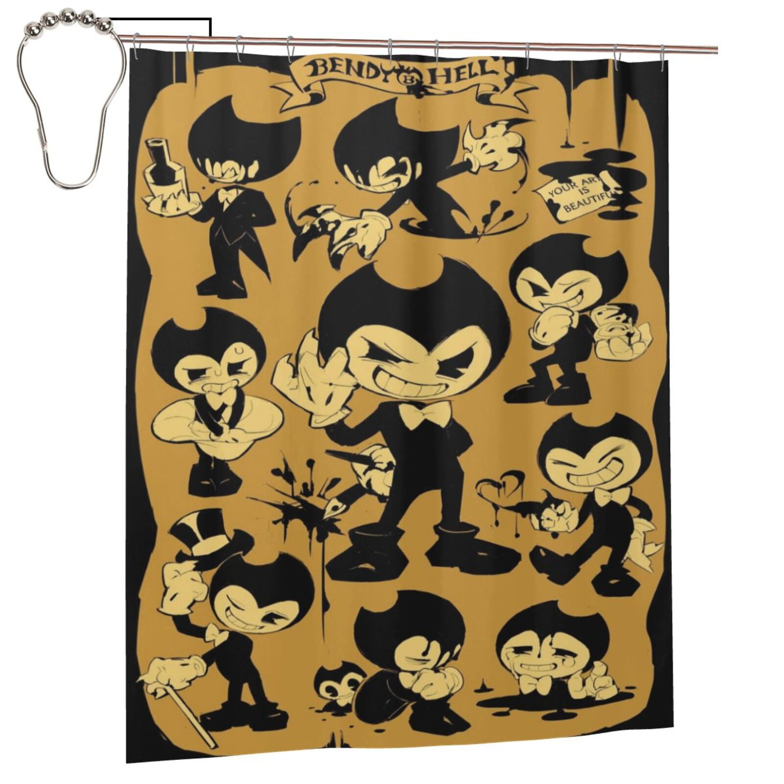 Bendy And The Ink Machine Waterproof Fabric Shower Curtains For ...