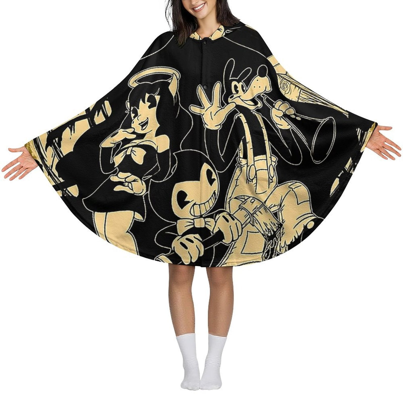 Bendy And The Ink Machine Wearable Blanket Poncho Cape Wrap for Adult ...