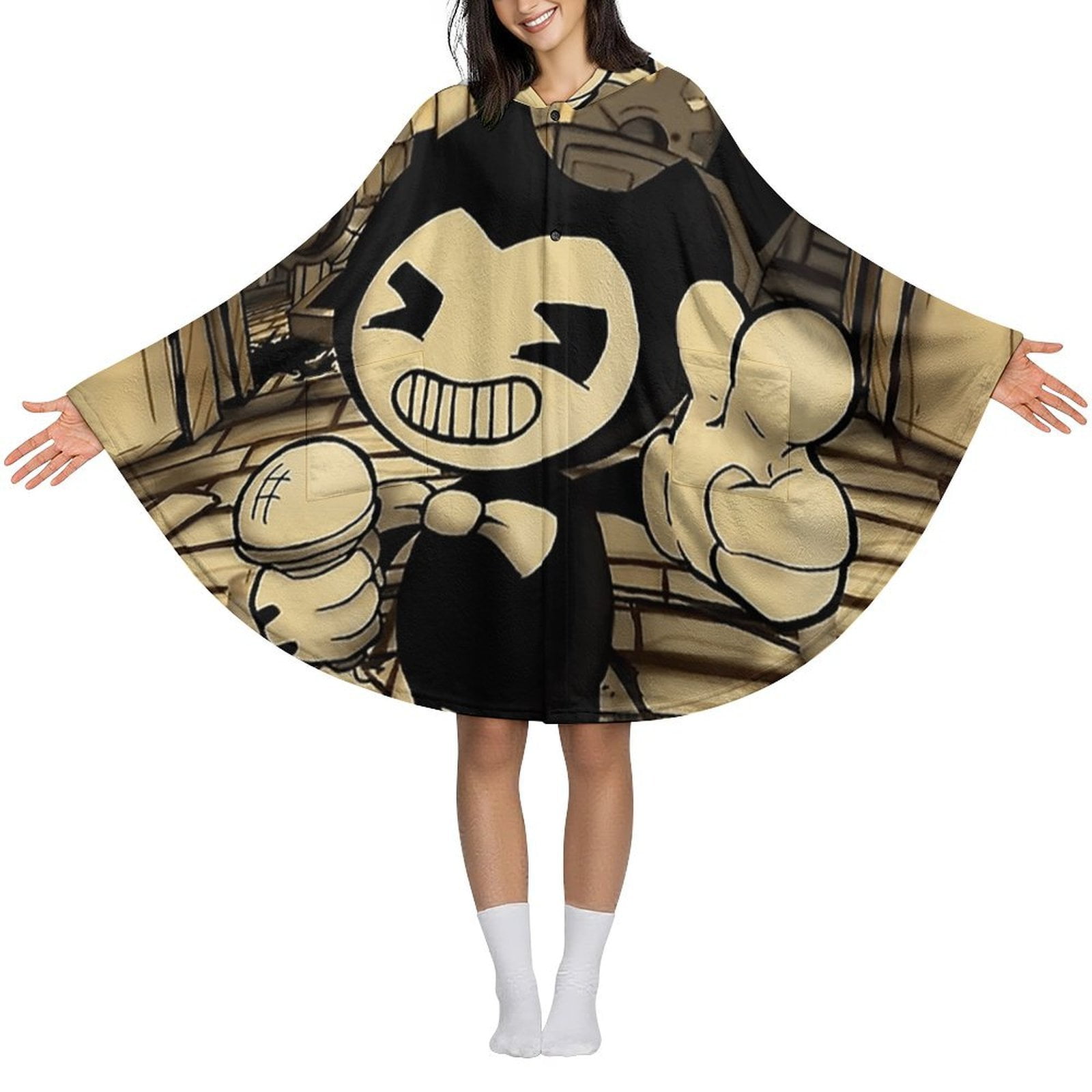 Bendy And The Ink Machine Wearable Blanket Poncho Cape Wrap for Adult ...