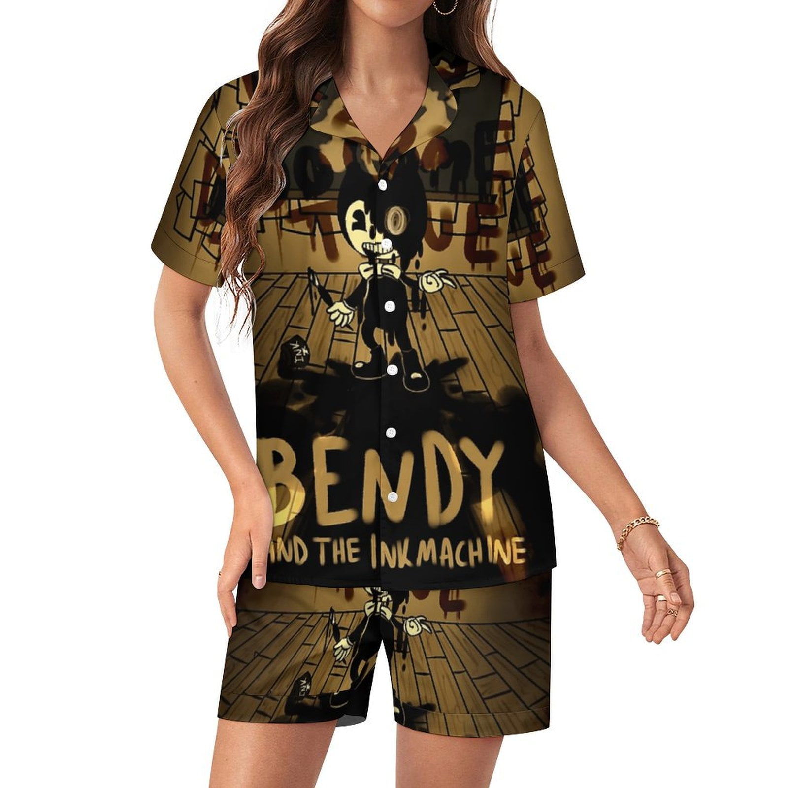 Bendy And The Ink Machine Women Pajamas Set Short Sleeve Sleepwear ...