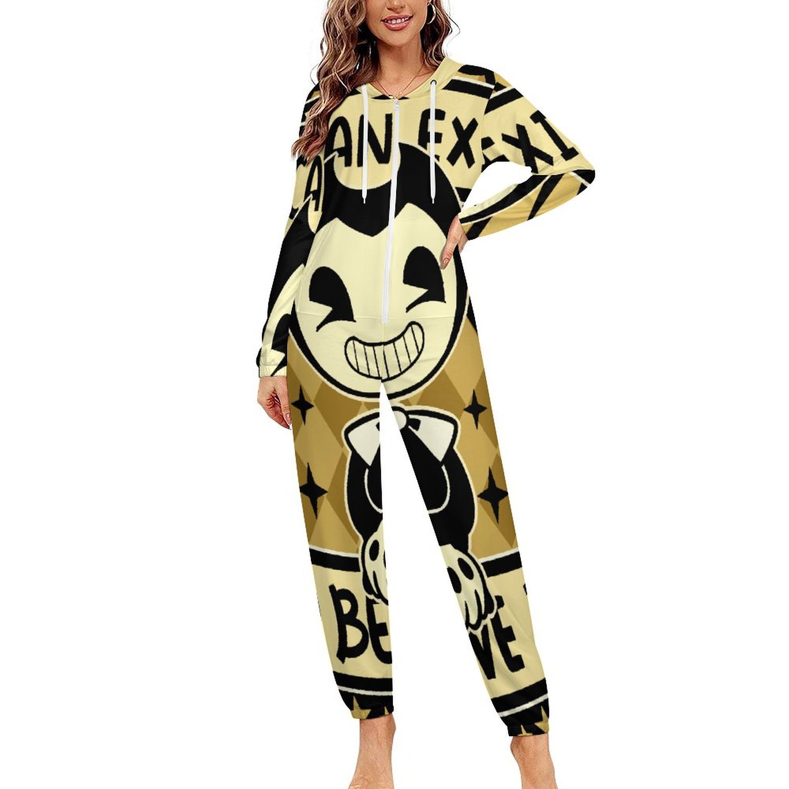 Bendy And The Ink Machine Womens Mens Hooded Jumpsuit - Zip Up One ...