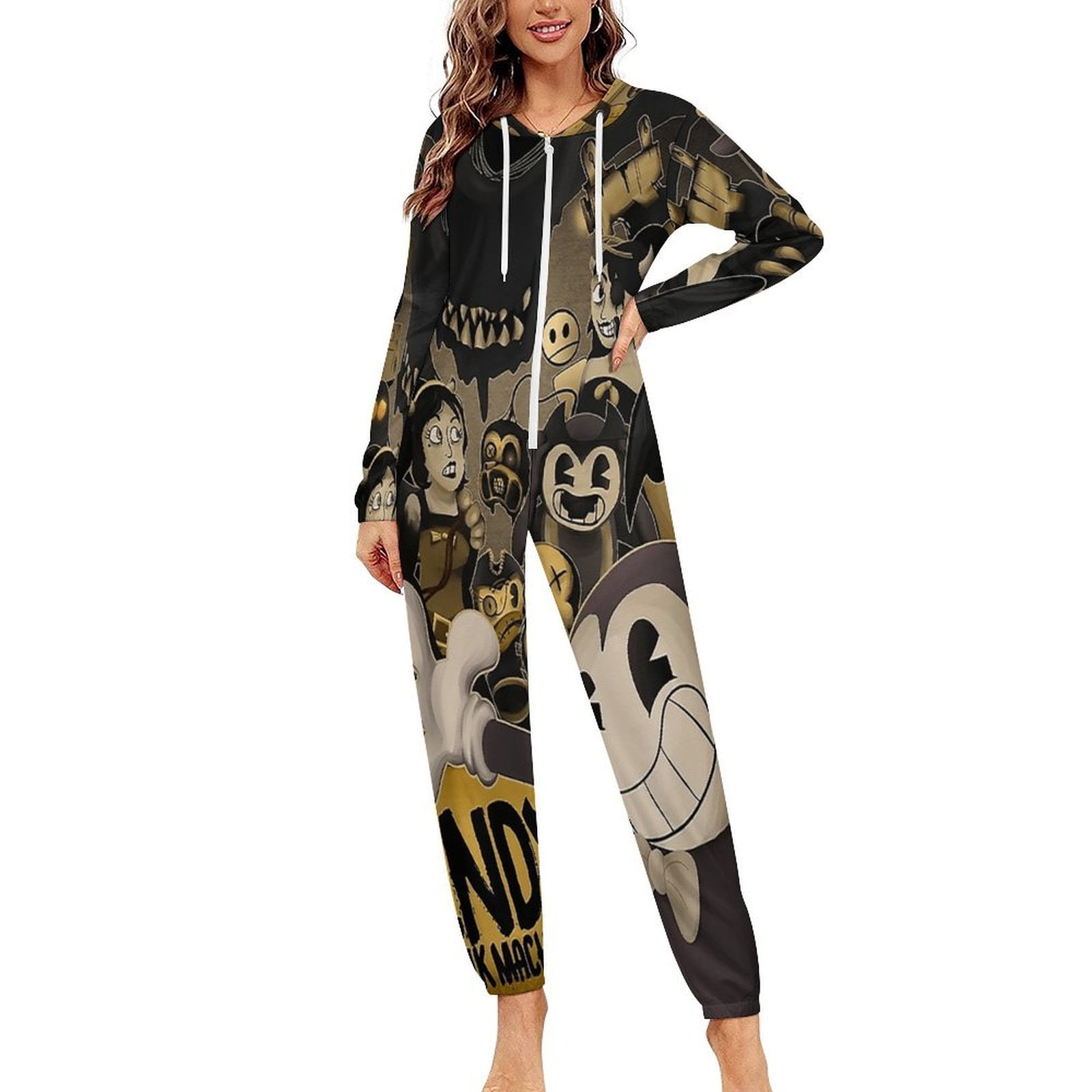 Bendy And The Ink Machine Womens Mens Hooded Jumpsuit - Zip Up One ...