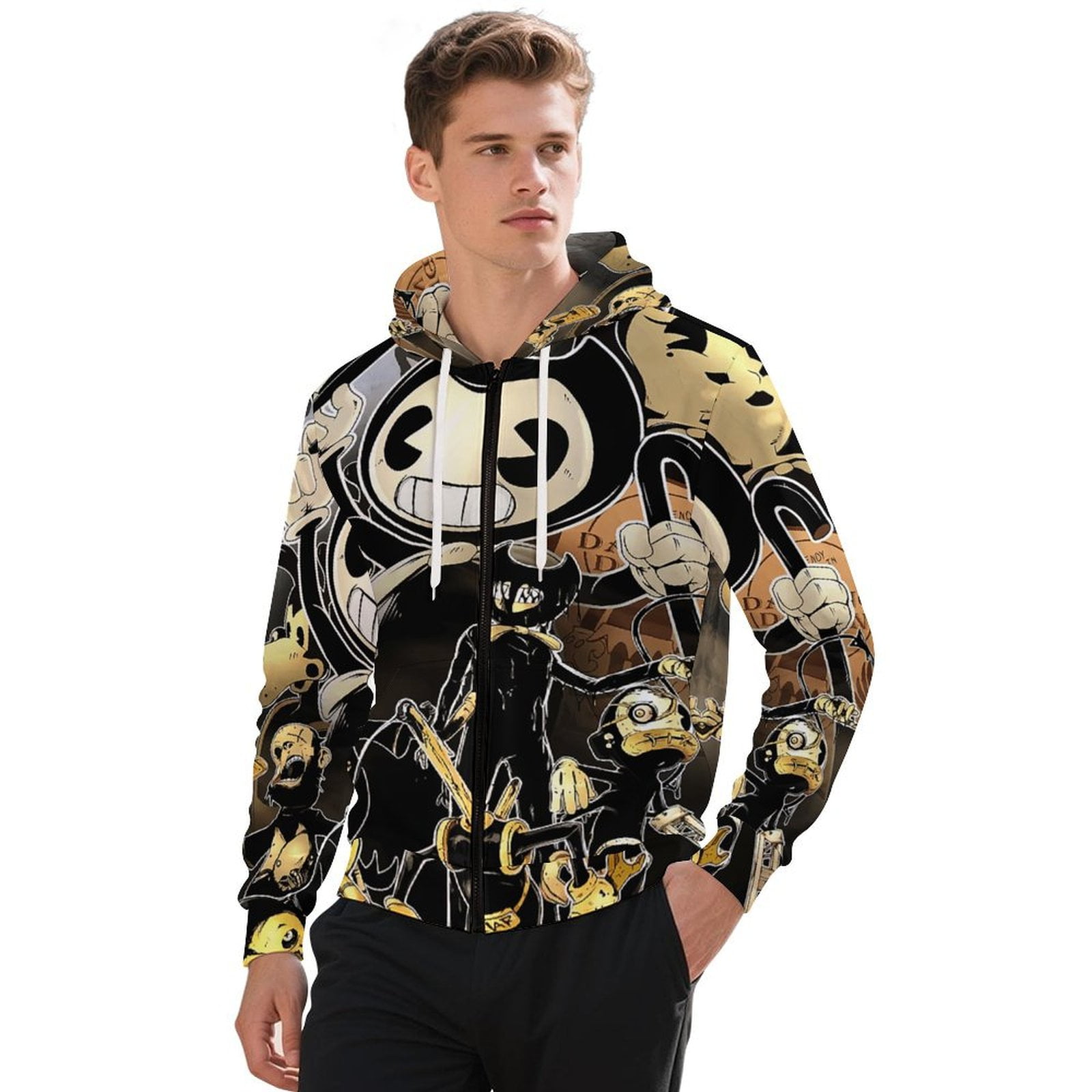 Bendy And The Ink Machine Zip Up Hoodie Pullover Hooded Long Sleeve ...