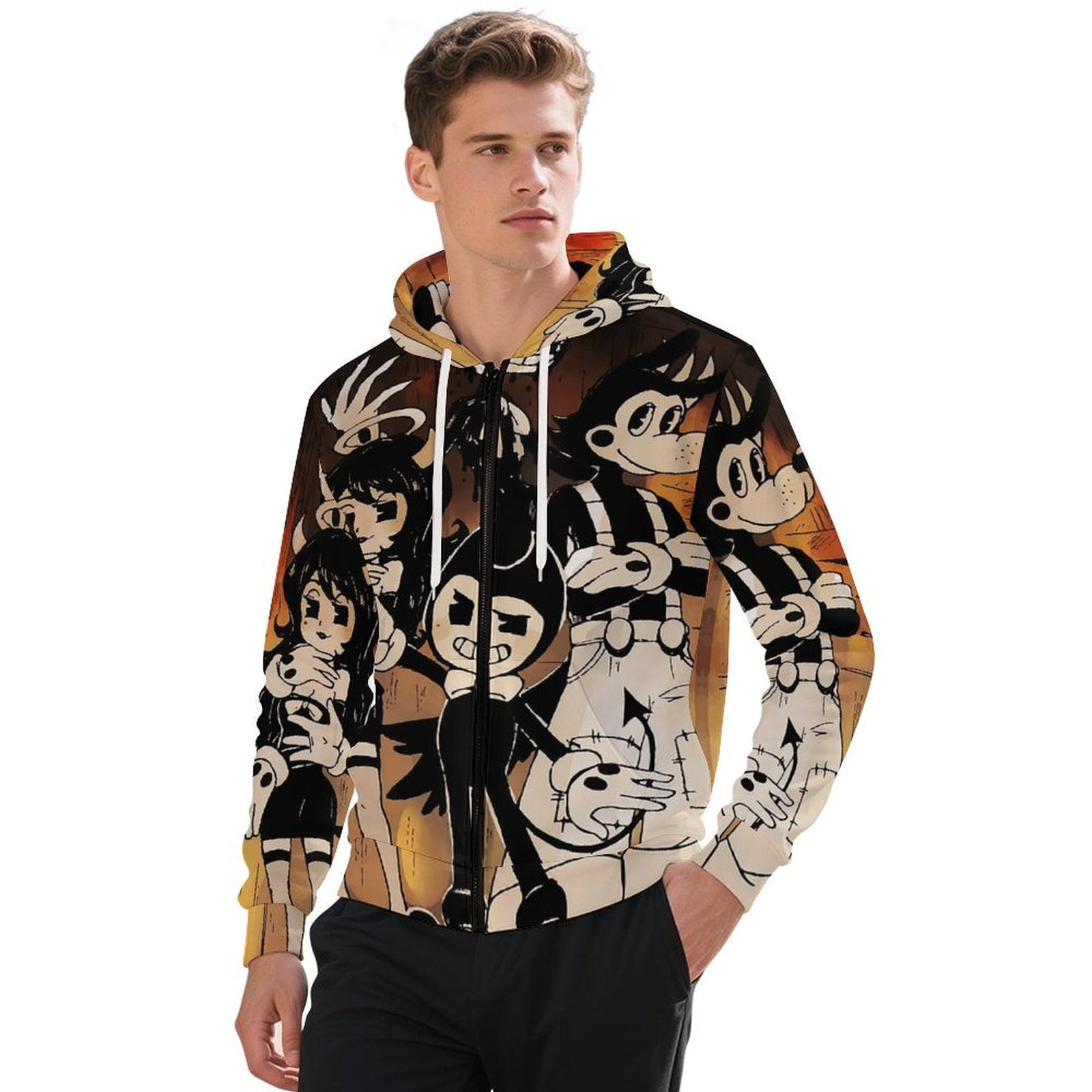 Bendy And The Ink Machine Zip Up Hoodie Pullover Hooded Long Sleeve ...