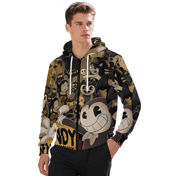 Bendy And The Ink Machine Zip Up Hoodie Pullover Hooded Long Sleeve ...