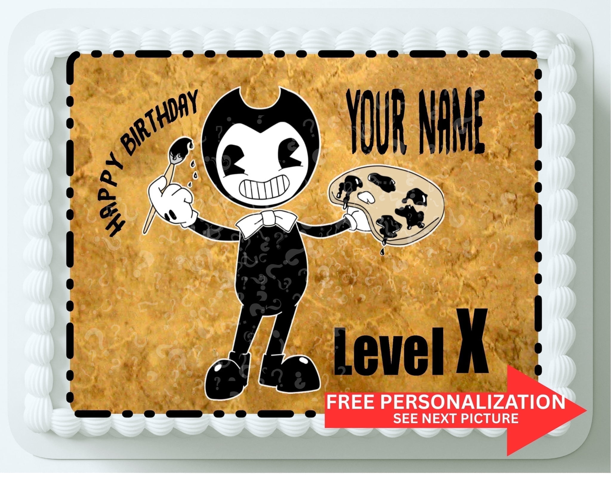 Bendy, Edible cake topper, frosting picture.1/4 sheet Happy Birthday ...