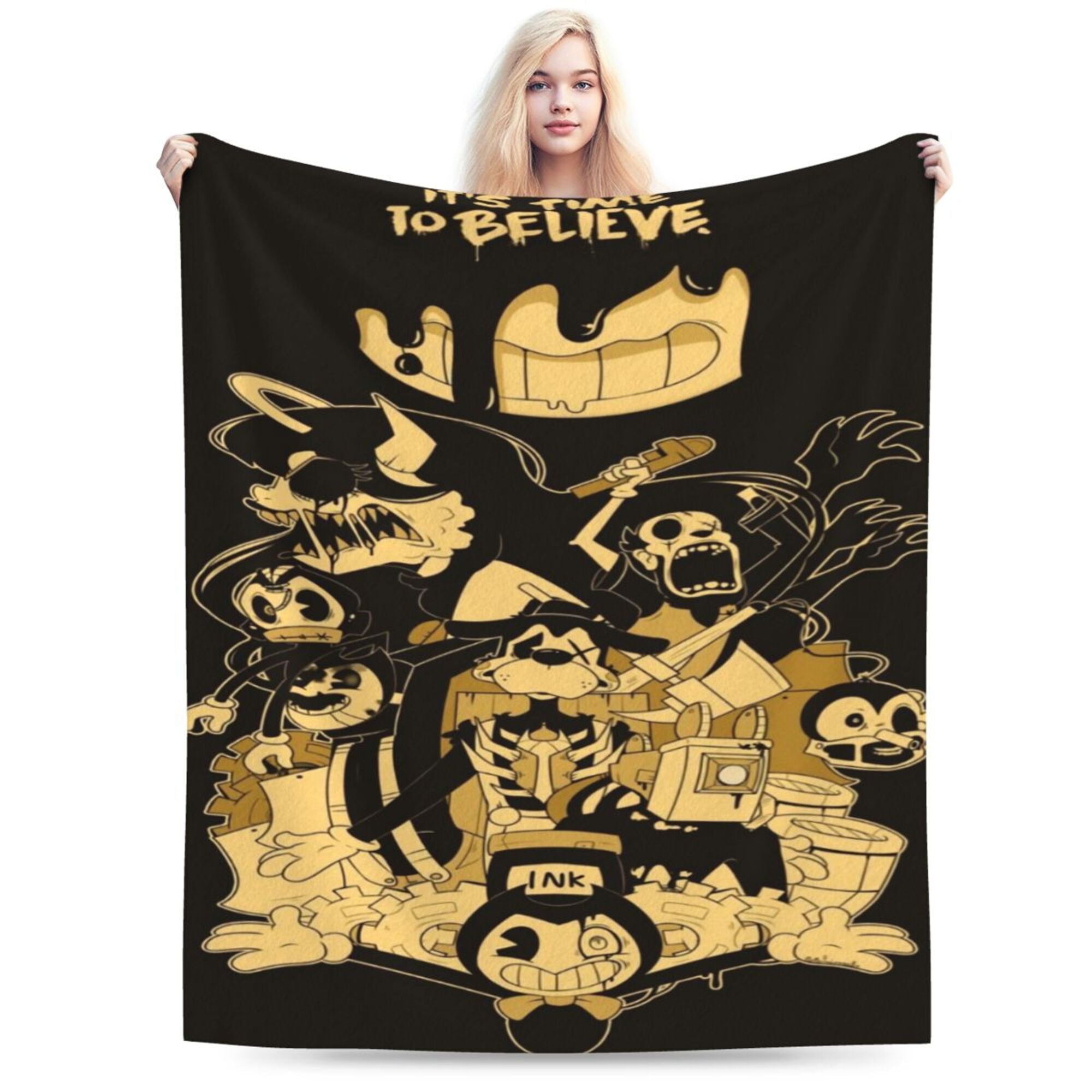 Bendy and the Ink Machine Cute Cartoon Flannel Blanket, Soft and Cozy ...