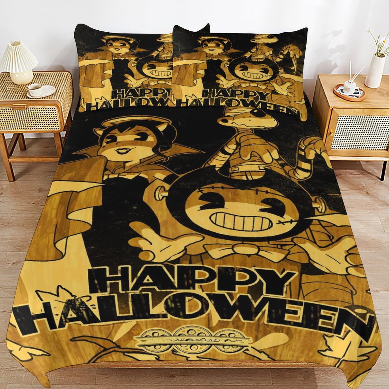 Bendy And The Ink Machine Duvet Cover 3 Pcs Set Cute Kids Comforter ...