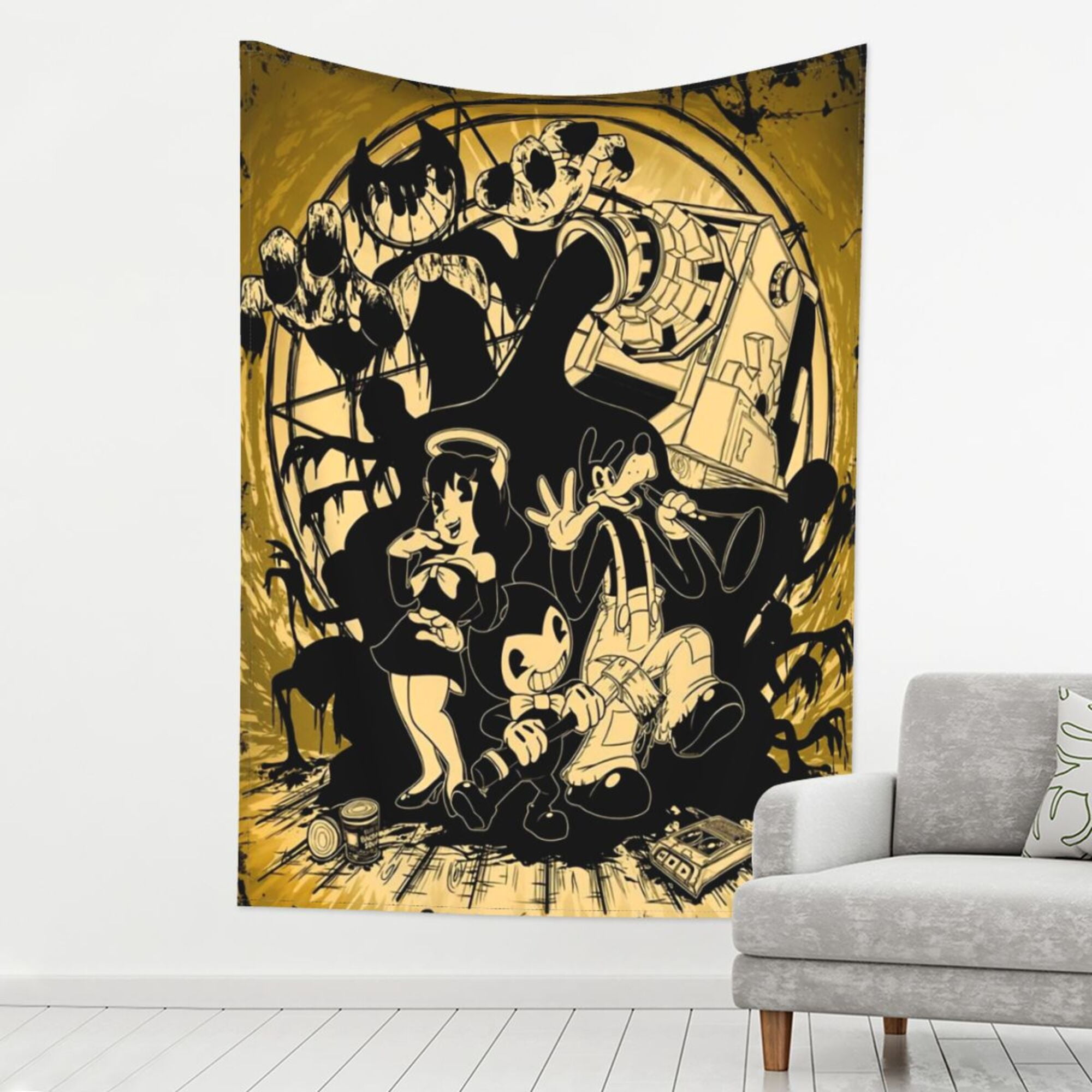 Bendy and the Ink Machine Tapestry Cartoon Print Wall Art Hanging ...