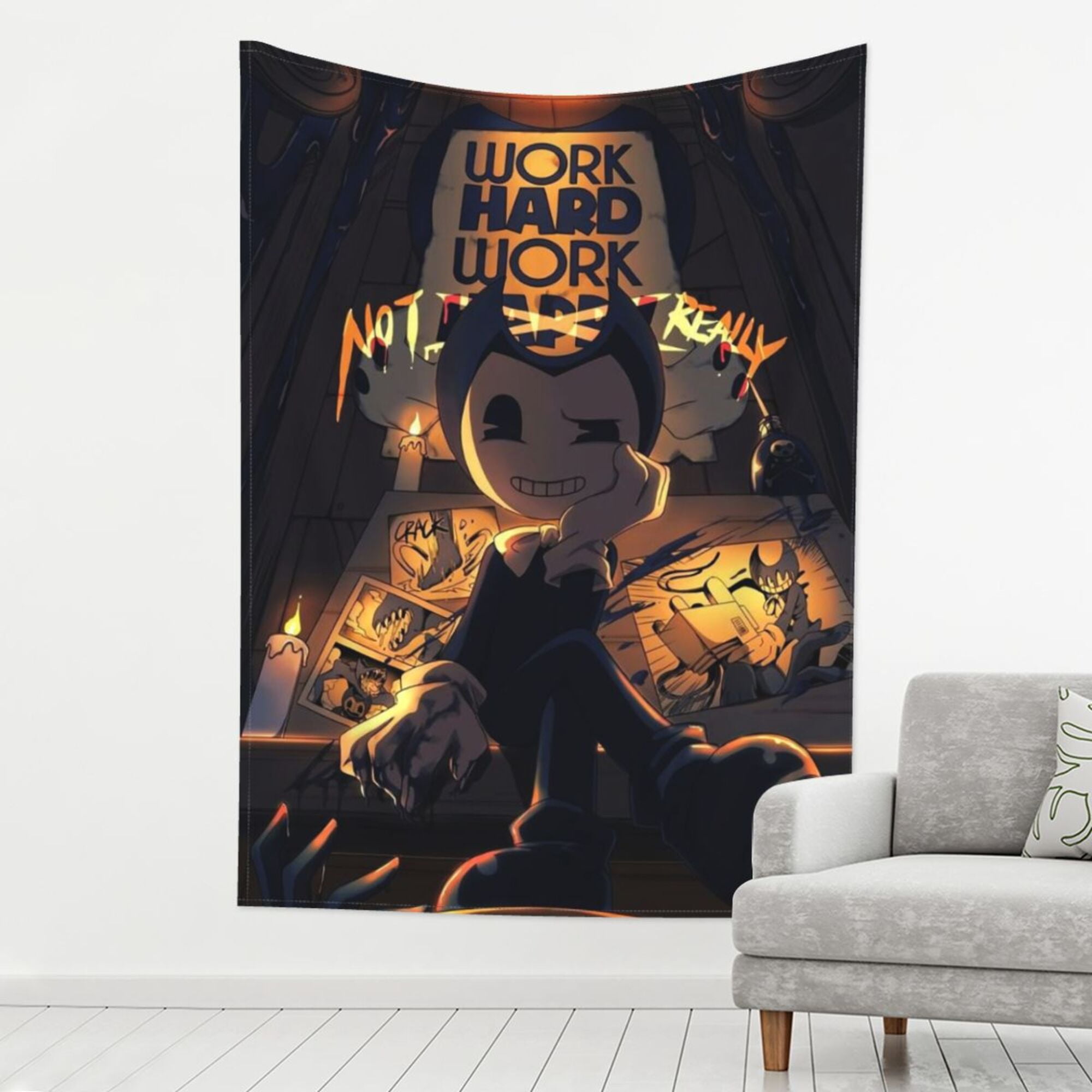 Bendy and the Ink Machine Tapestry Cartoon Print Wall Art Hanging ...