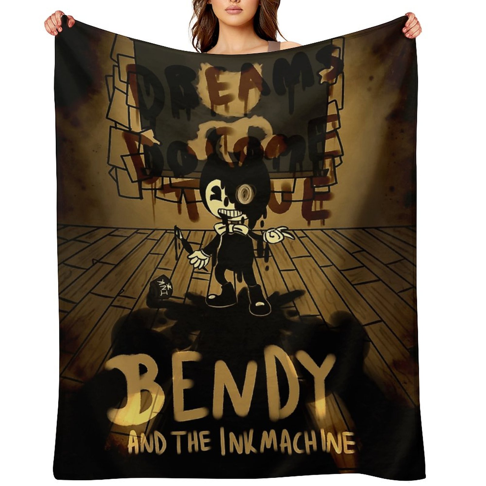 Bendy And The Ink Machine Throw Blanket Soft Cozy Warm College Printing ...