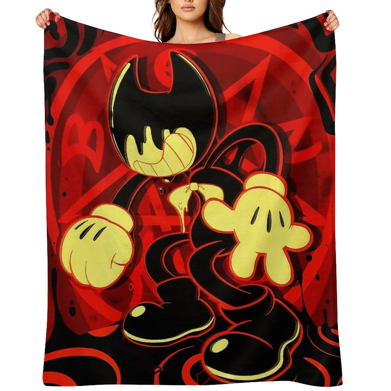 Bendy And The Ink Machine Throw Blanket Soft Cozy Warm College Printing ...