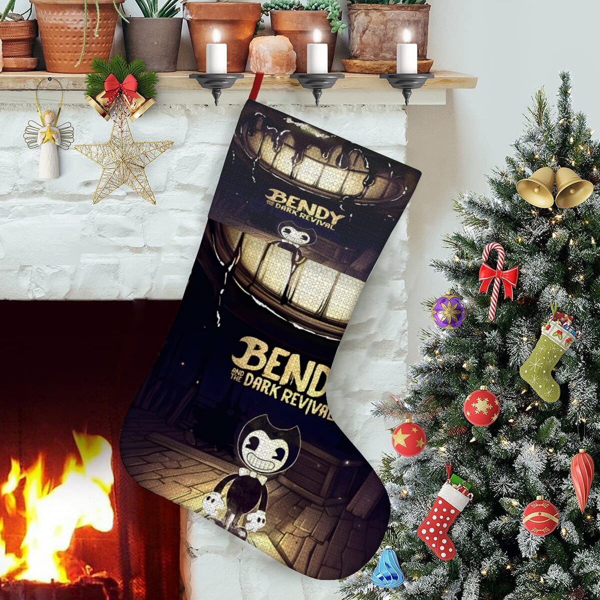 Bendy and the Ink Machine-theme Christmas Stockings，Fine white linen ...