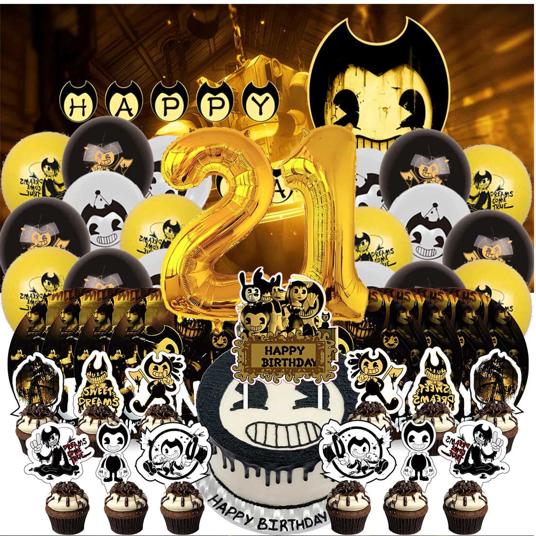 Bendy and the Ink Machine Balloons Party Supplies 21th Decor Tableware ...