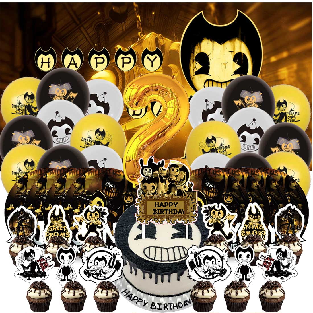 Bendy and the Ink Machine Balloons Party Supplies 2nd Decor Tableware ...