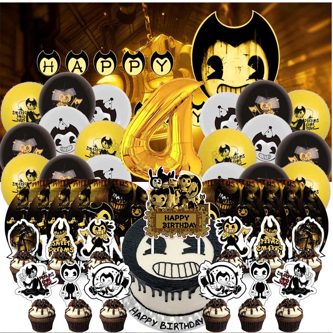 Bendy and the Ink Machine Balloons Party Supplies 4th Decor Tableware ...