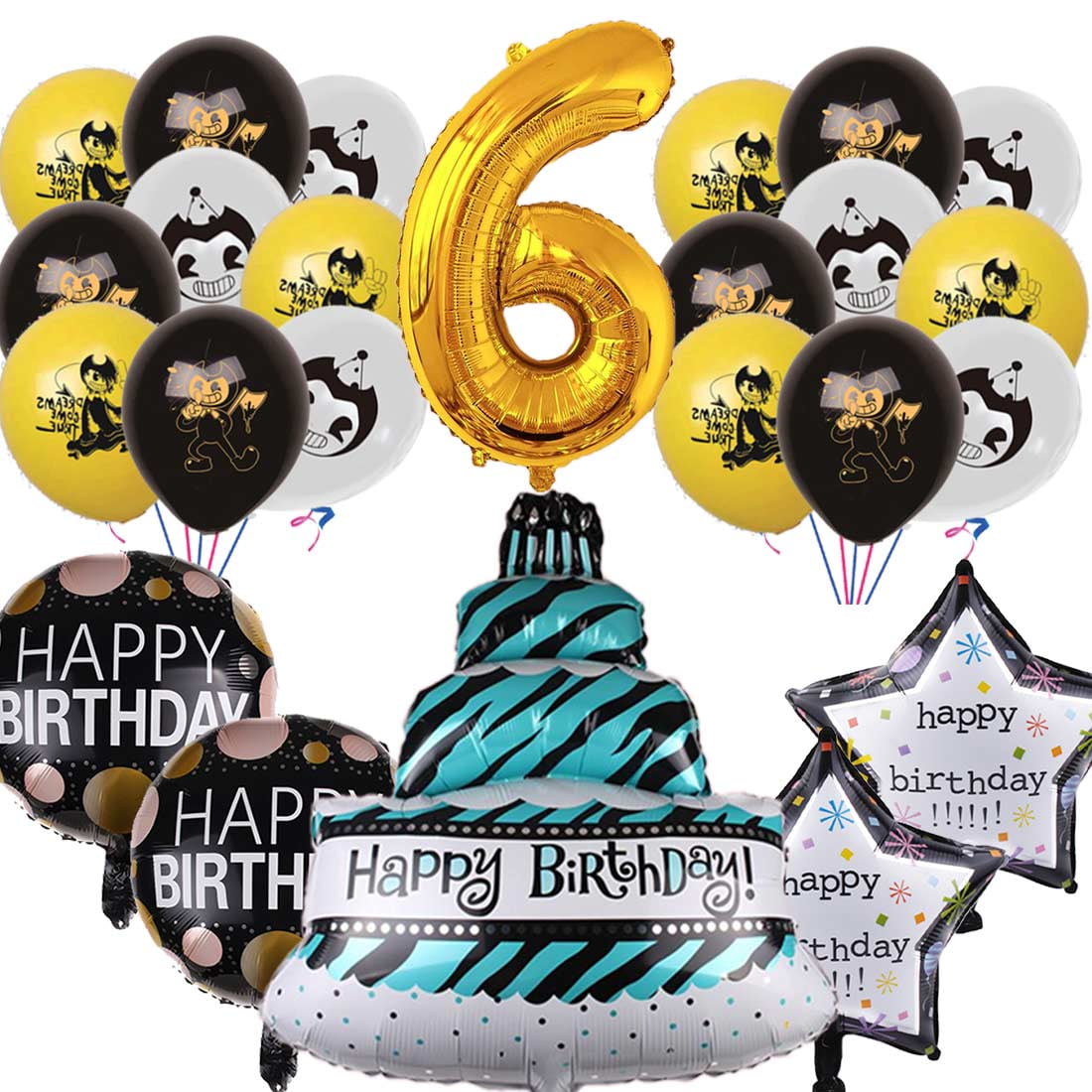 Bendy and the Ink Machine Balloons Party Supplies 6th Big Number ...