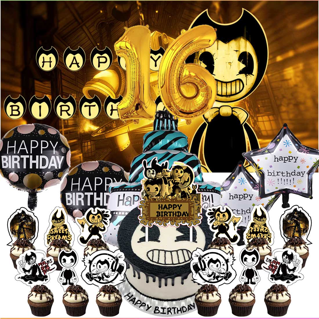 Bendy and the Ink Machine Party Supplies Decor 16th Kit Balloons ...