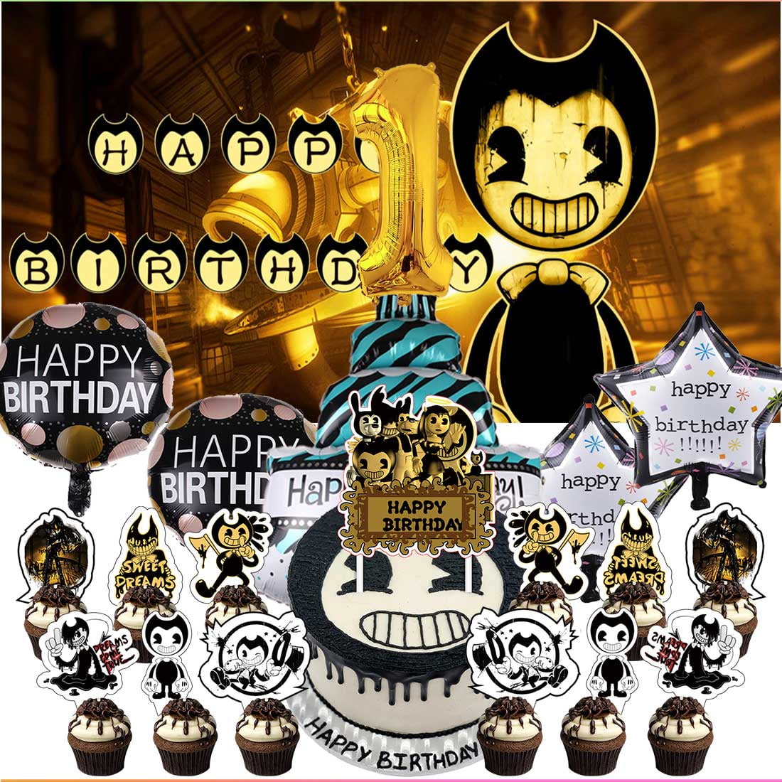 Bendy and the Ink Machine Party Supplies Decor 1st Kit Balloons ...