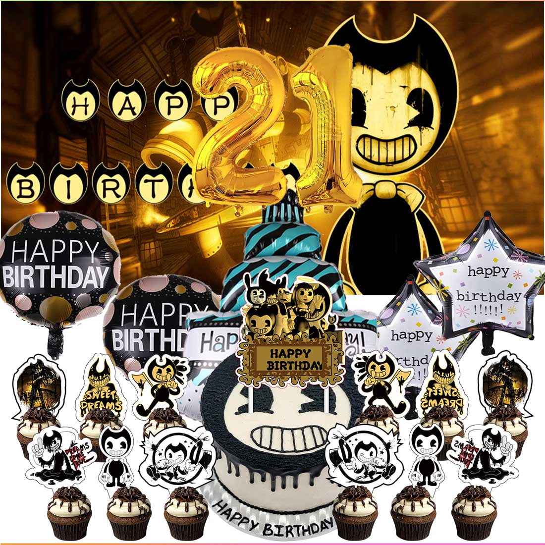 Bendy and the Ink Machine Party Supplies Decor 21th Kit Balloons ...
