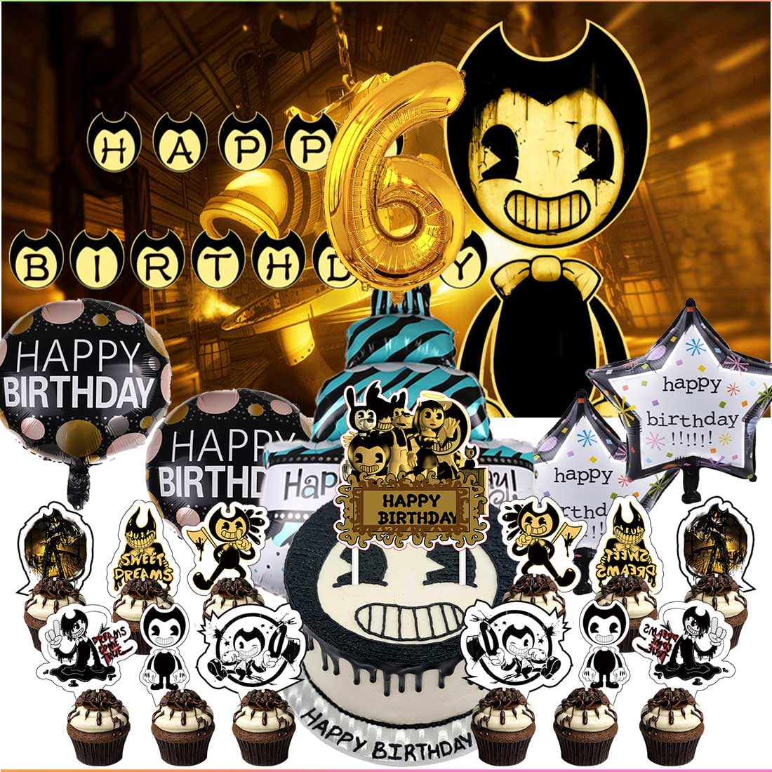 Bendy and the Ink Machine Party Supplies Decor 6th Kit Balloons ...