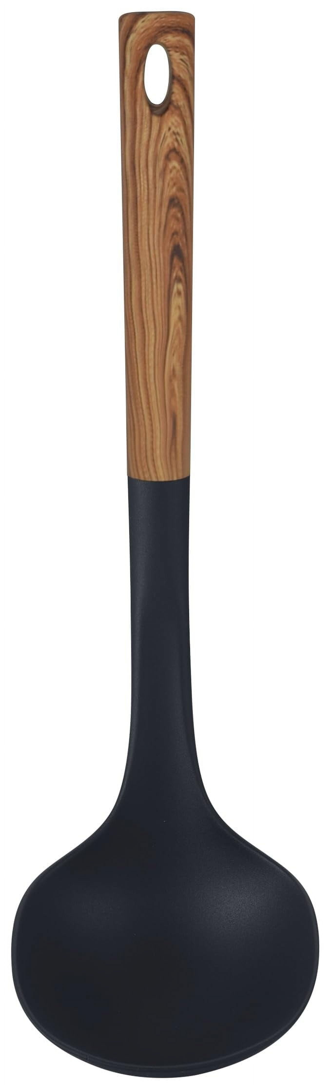 Bene Casa - Black Ladle with Wood Like Handle, Heat Resistant. Black ...