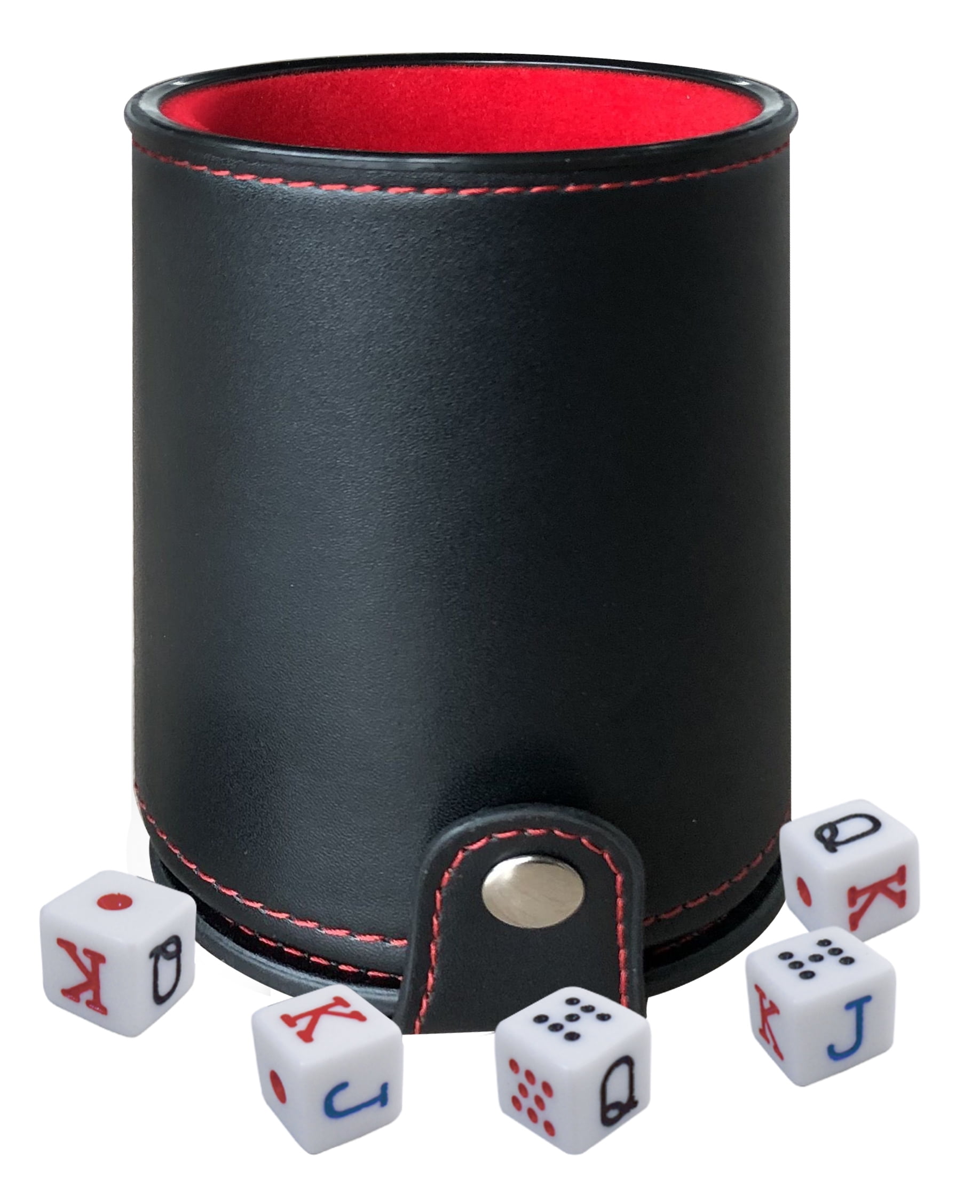 Bene Casa Black Leather Dice Cup with Red Felt Interior, Reinforced ...