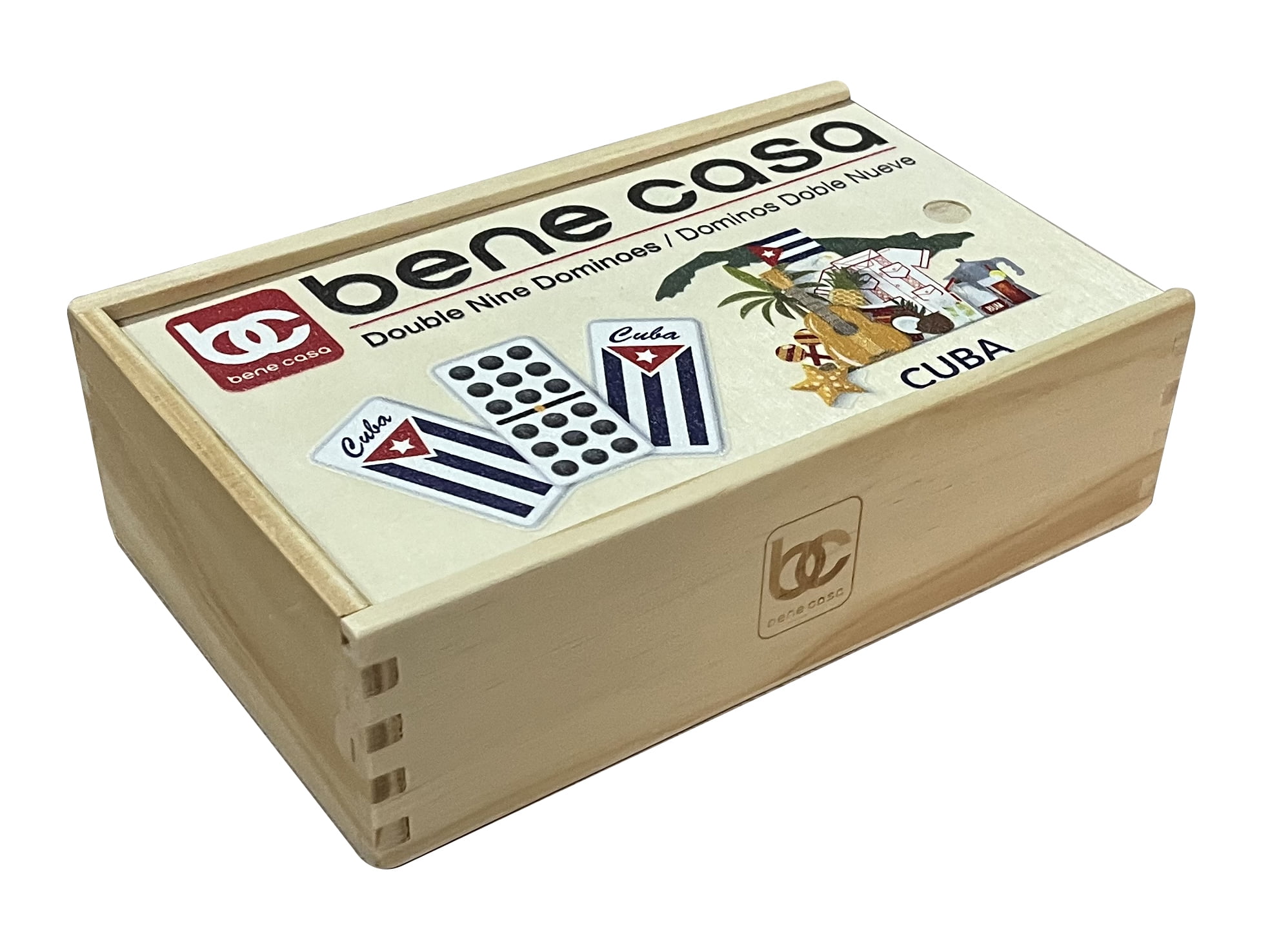 Bene Casa 55-Tile Handcrafted Cuban Double 9 Domino Set with Wooden ...