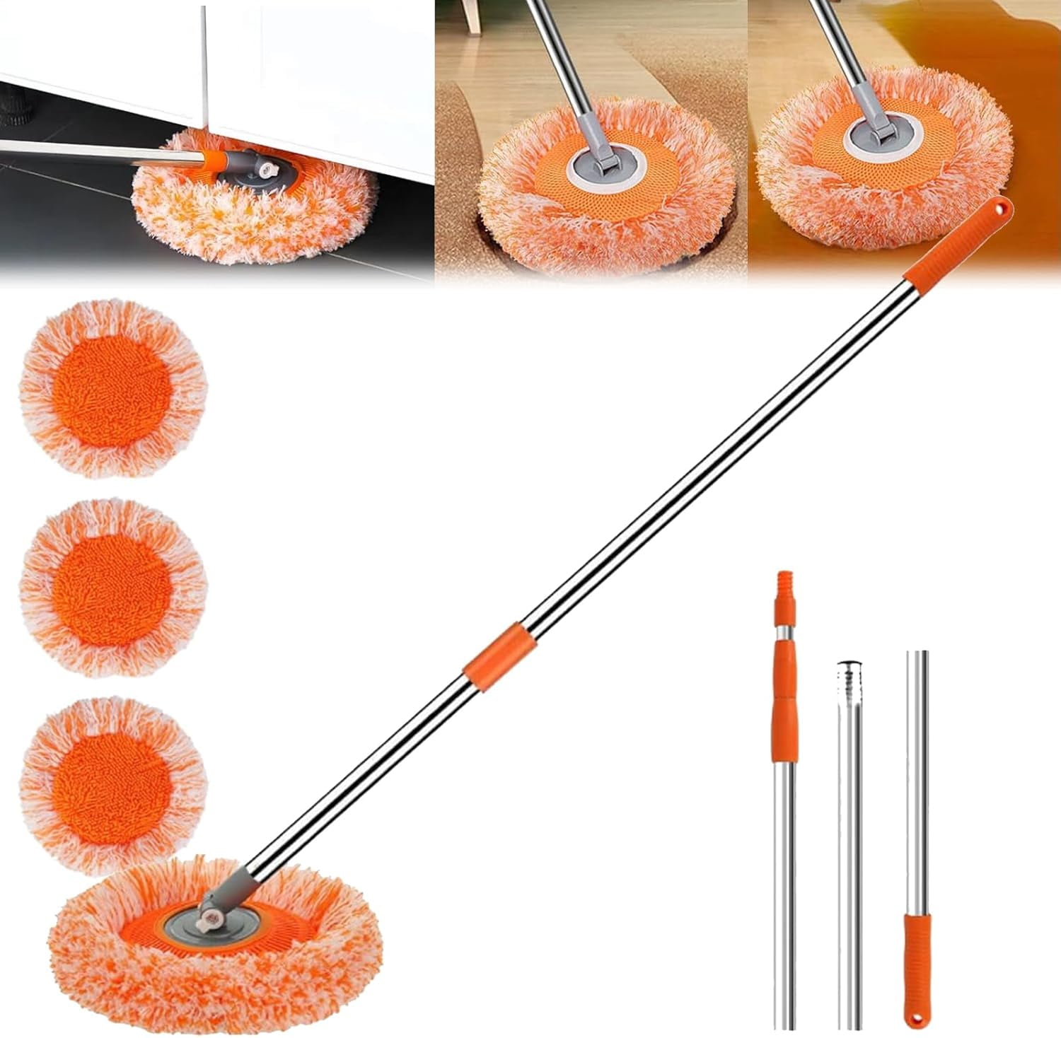 Beneath 360 Rotatable Adjustable Cleaning Mop, Extendable Wall Cleaning ...