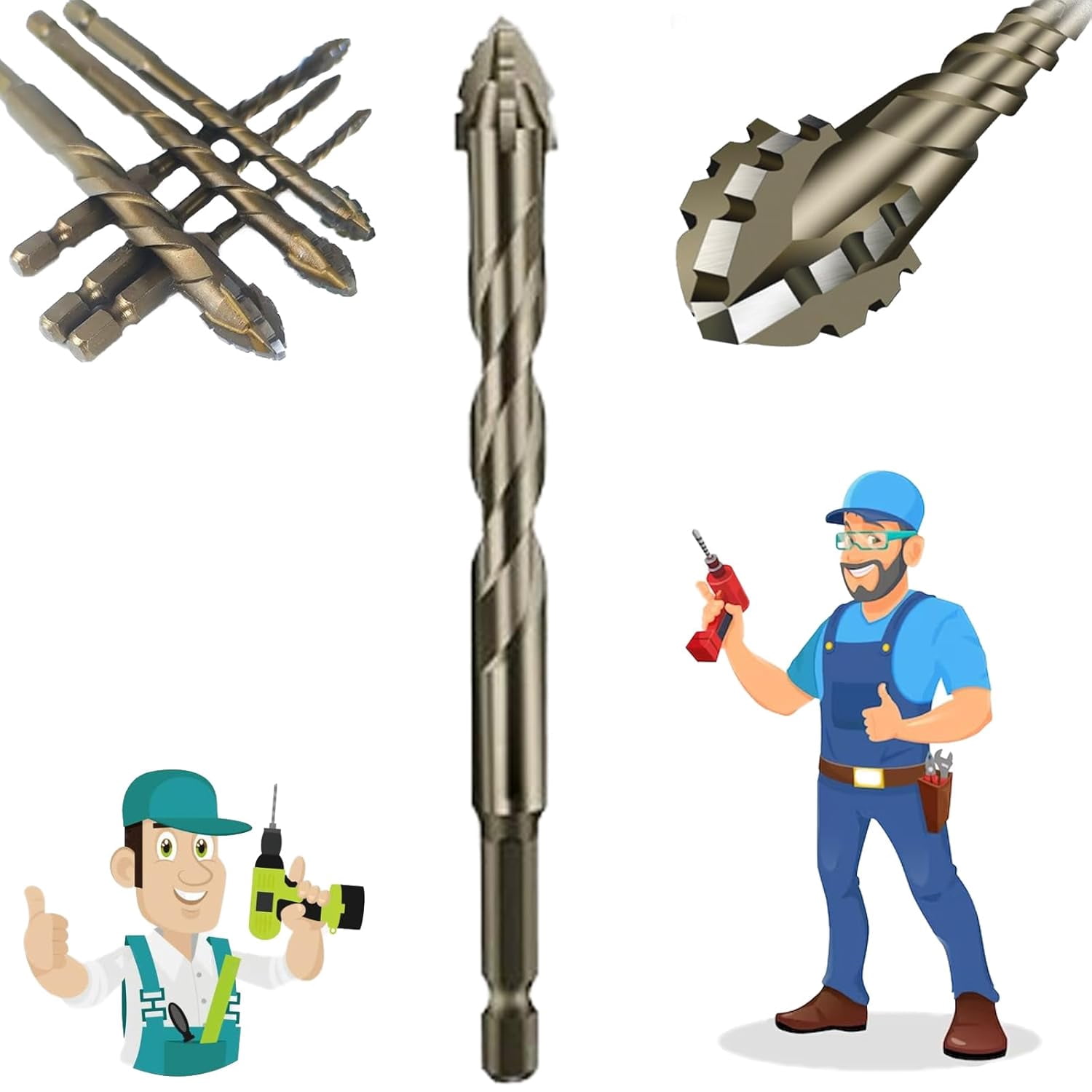 Beneathk New Four-Flute Sawtooth Eccentric Drill Bit Set(1 Set 6 PCS ...