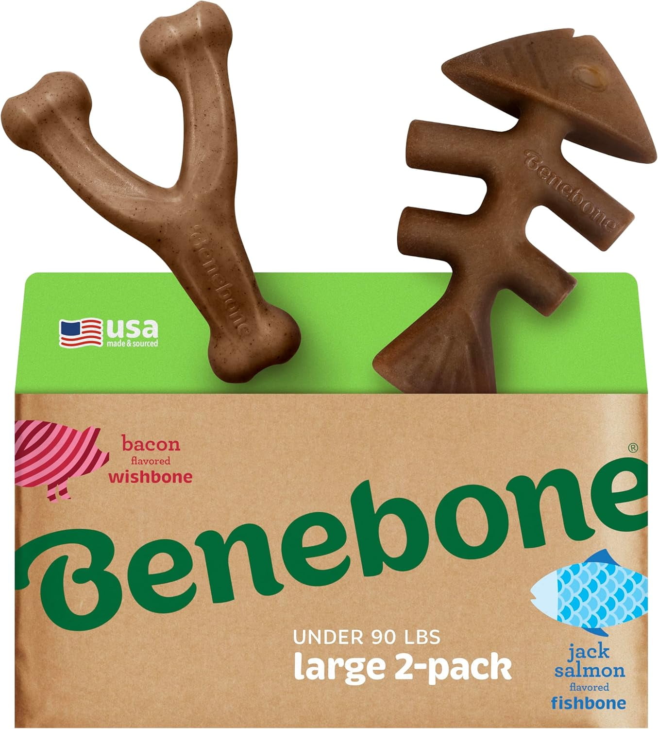 Benebone 2-pack Wishbone/Dental Durable Dog Chew Toys, Dog Toys for ...