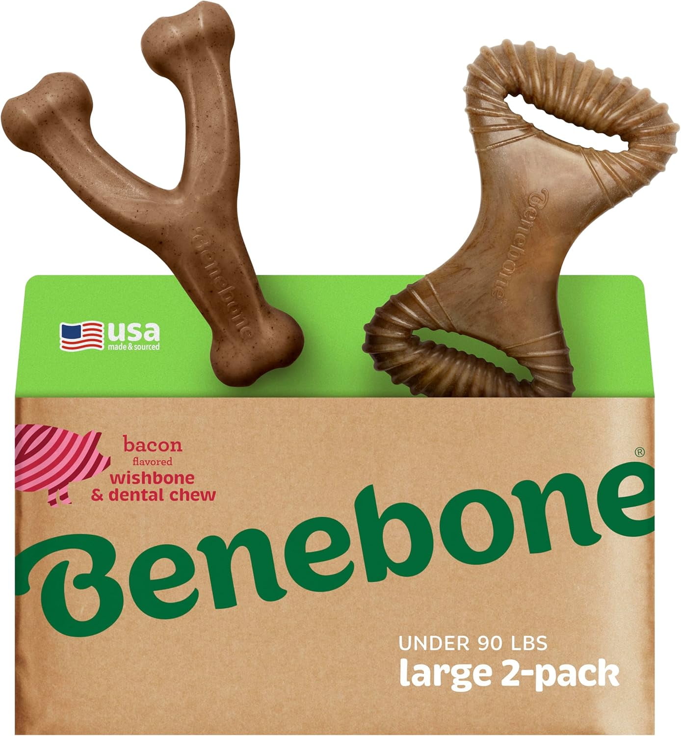 Benebone 2-Pack Maplestick/Zaggler Durable Dog Chew Toys, Real ...
