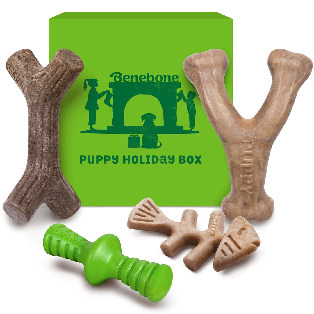 Benebone Puppy 4-Pack Dog Chew Toys, 30lbs and Under, for Modest ...