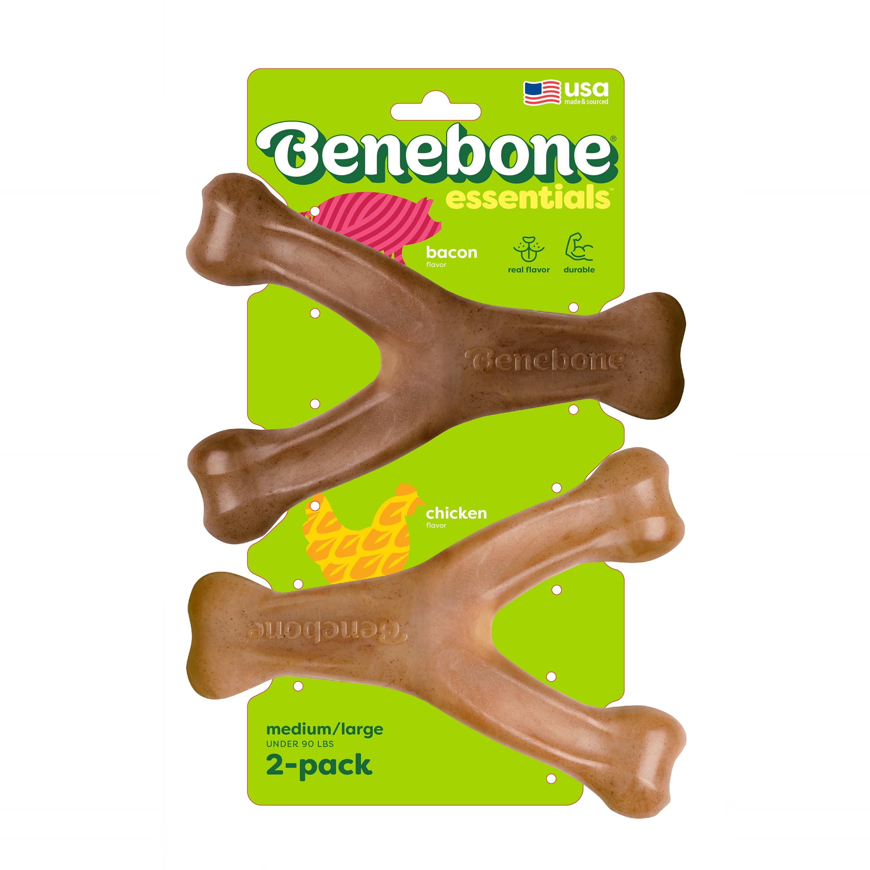 Benebone Essentials 2-Pack Wishbone Bacon & Chicken M/L - Walmart.com