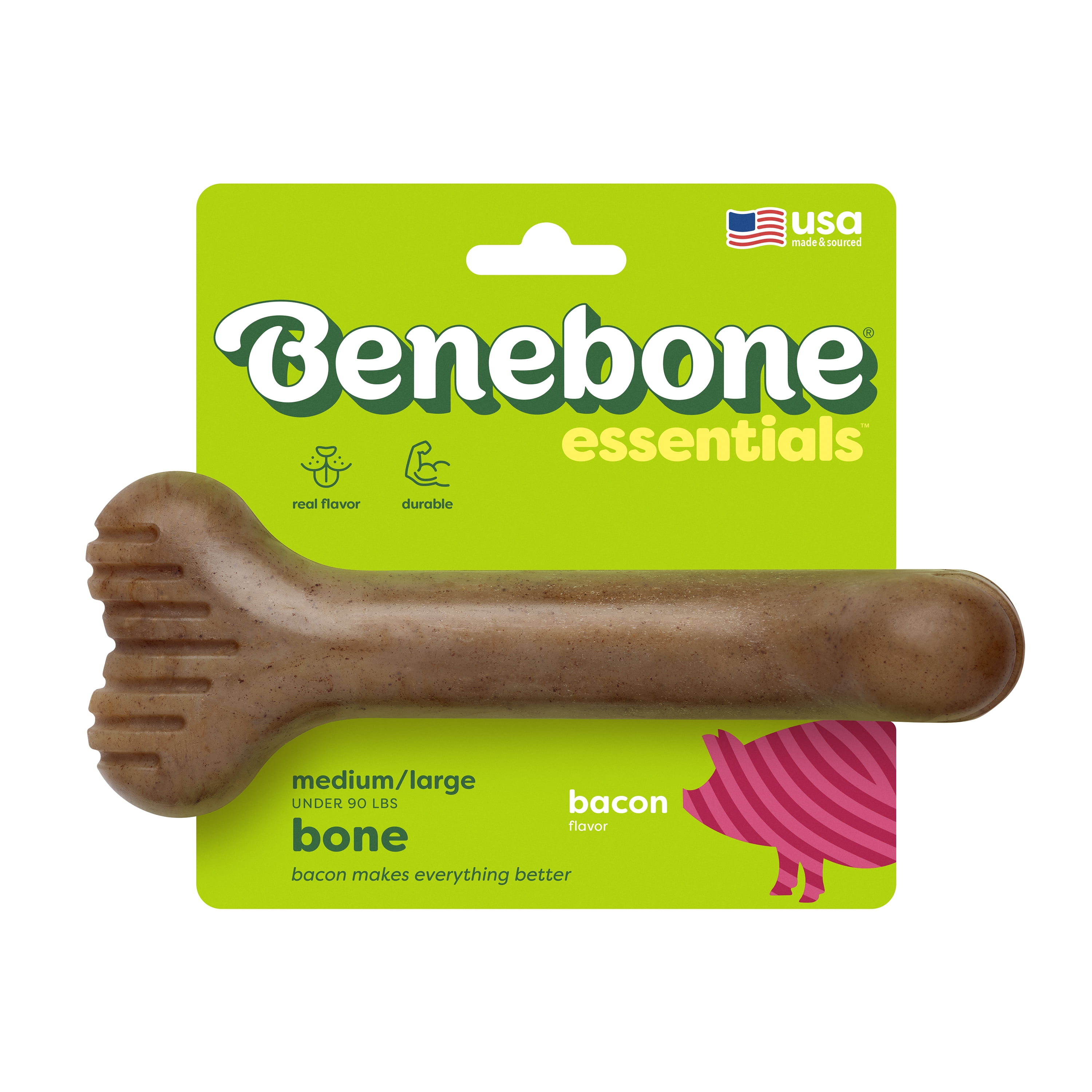 Benebone Essentials Bone Bacon M/L - Walmart.com