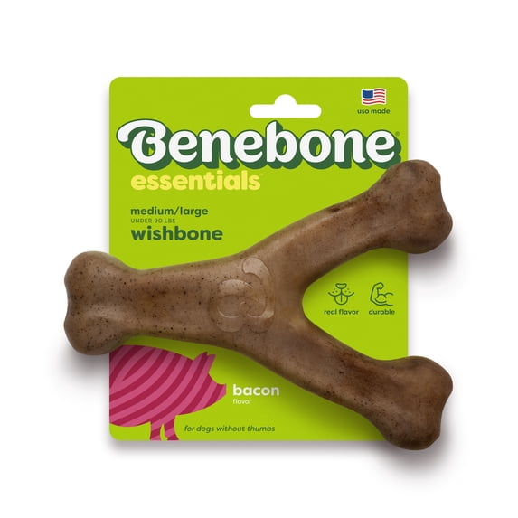 Benebone Dog Chew with Real Bacon, Wishbone Size M/L Durable and Long ...