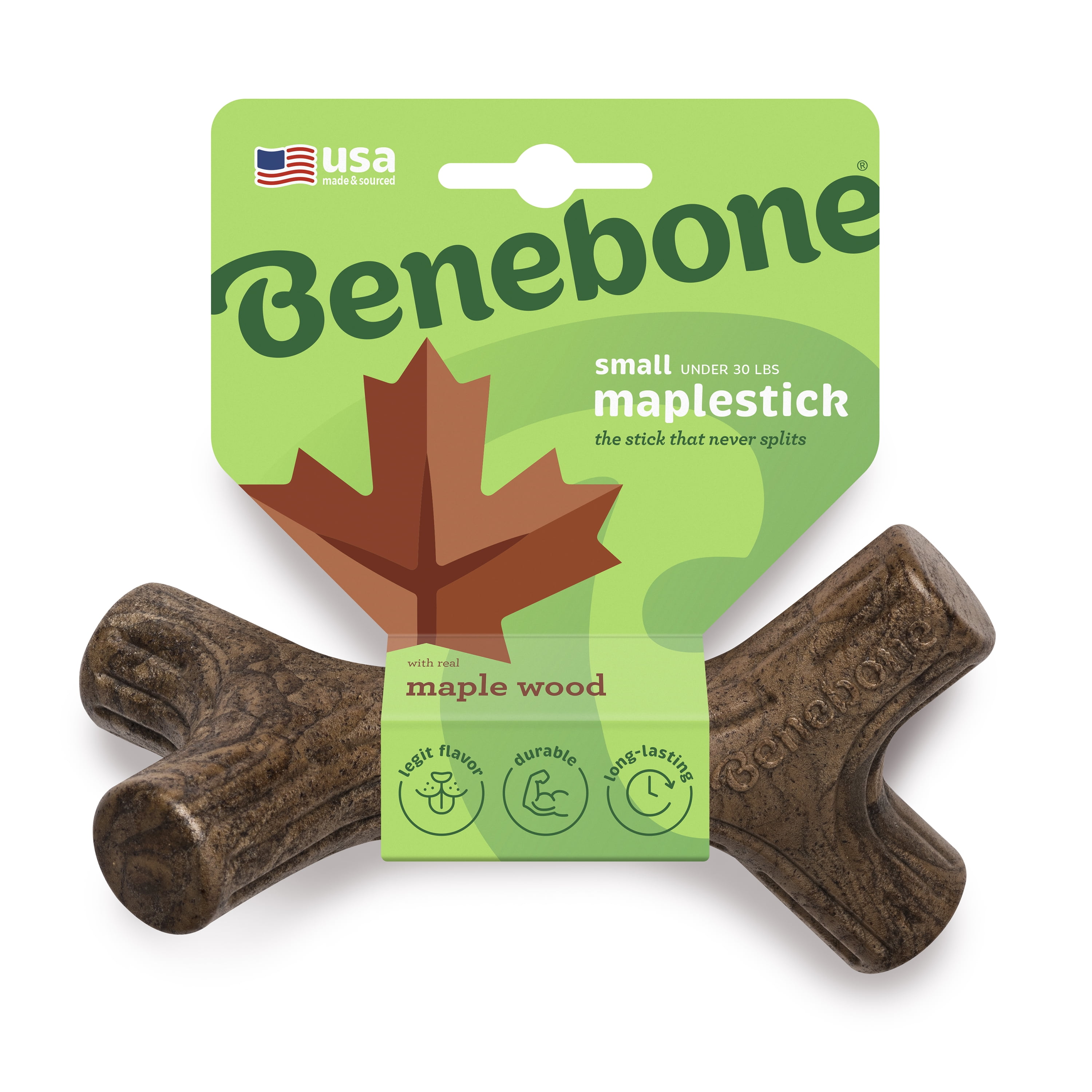 Benebone Maplestick Durable Dog Chew Toy for Aggressive Chewers, Real ...