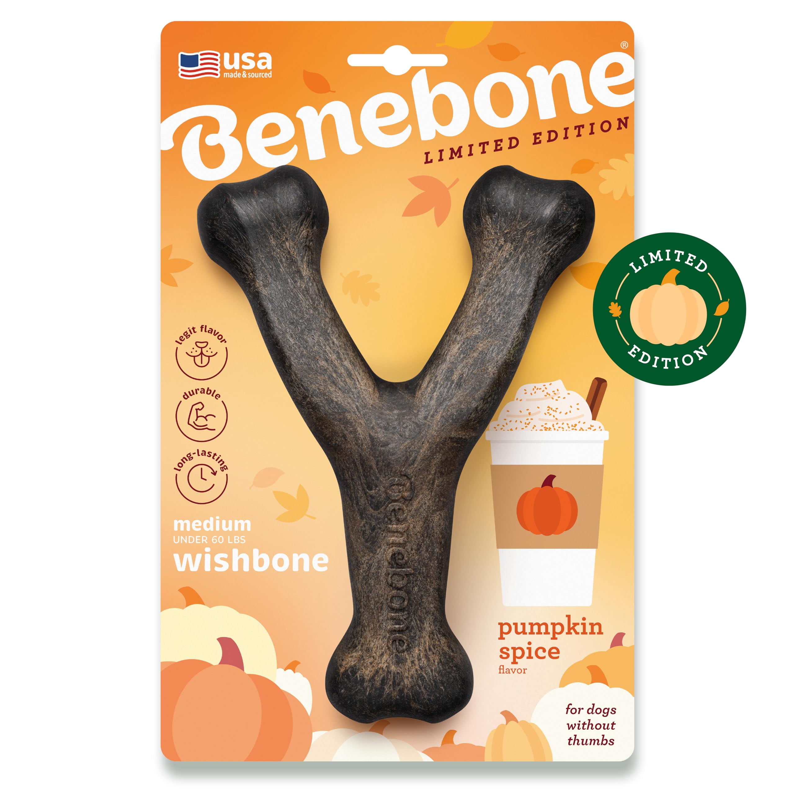 Benebone Pumpkin Spice Wishbone - Limited ATT1Edition Flavor, Durable ...