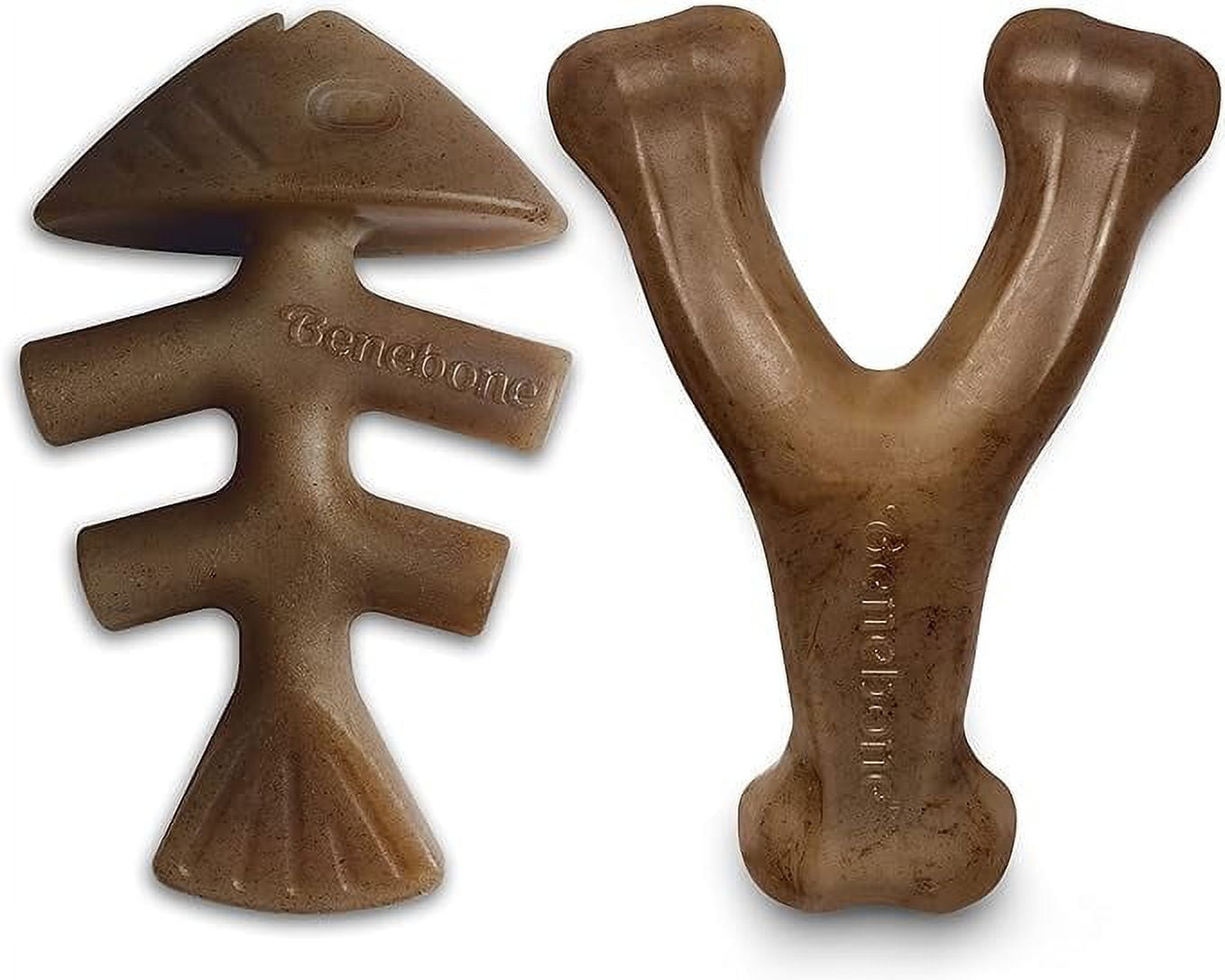 Benebone Set of 1 Fishbone/Wishbone Durable Dog Chew Toys, Real Fish ...