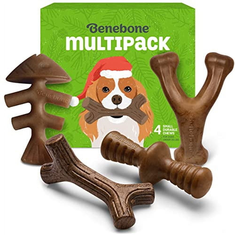 Benebone Small 4-Pack Dog Chew Toys for Aggressive Chewers, Made in USA ...