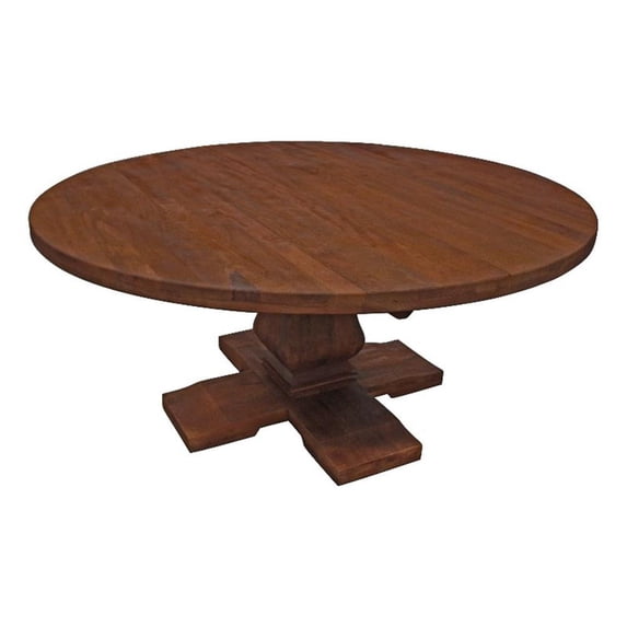 Benedict 58" Round Solid Mango Wood Dining Table in Natural Cinnamon ...