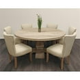 Benedict 7-piece Dining Set - 70" Round Table in White and 6 Ivory ...