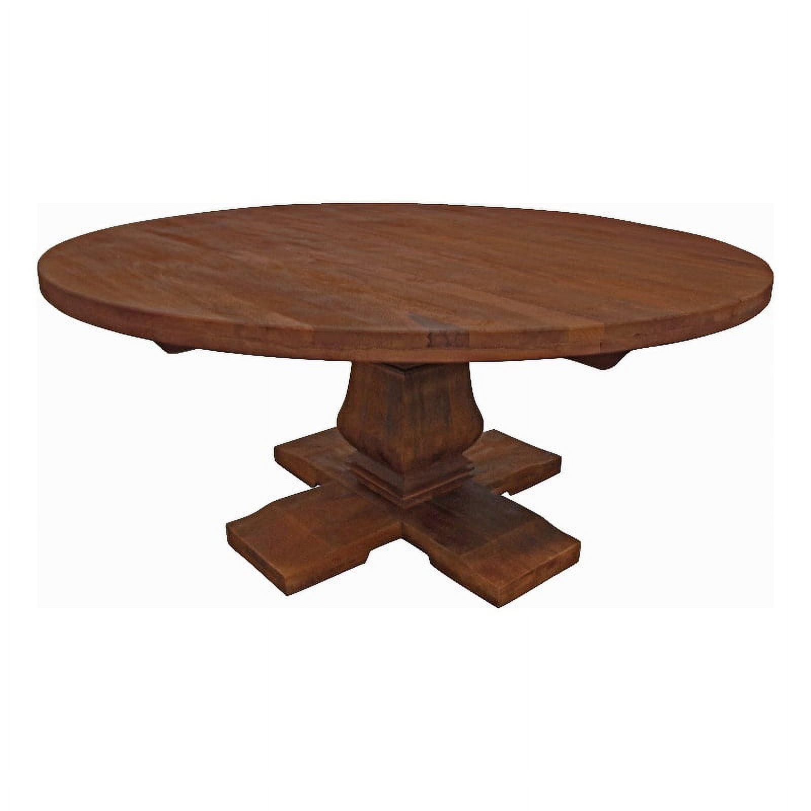 Benedict 70" Round Dining Table in Mango Solid Wood with Medium Brown Finish - Walmart.com